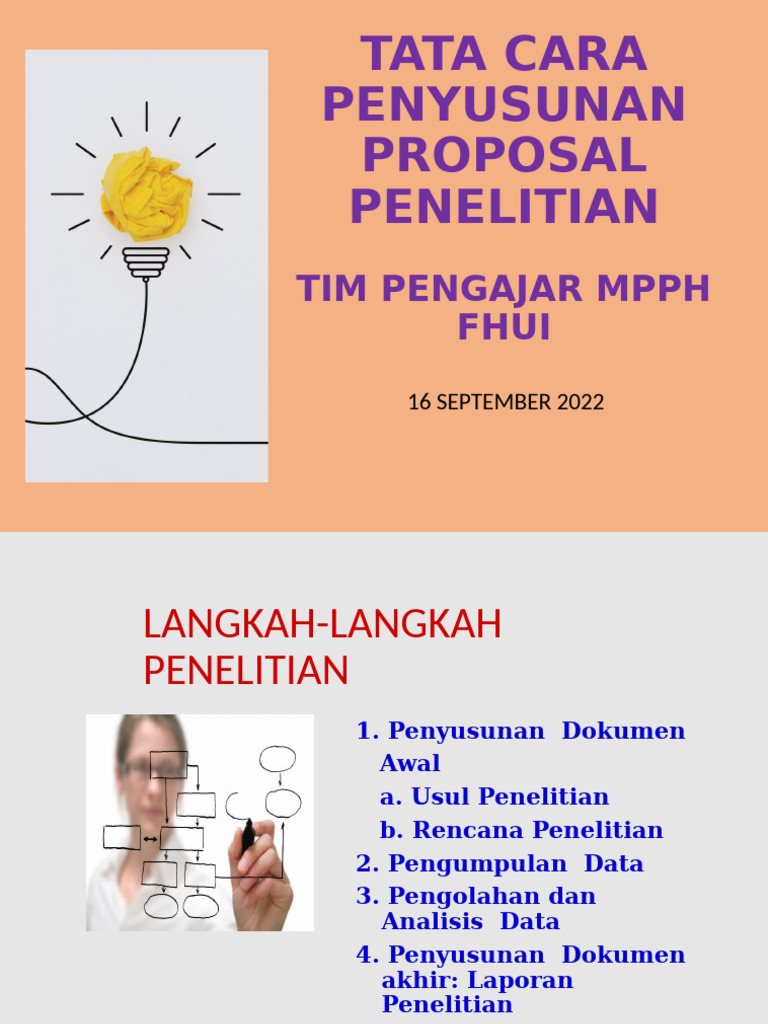 MPPH - Kuliah 3 - Tata Cara Penyusunan Proposal Penelitian Hukum | PDF | Karier & Perkembangan