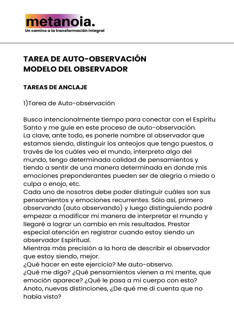 METANOIA - Clase 2 tareas (2) | PDF