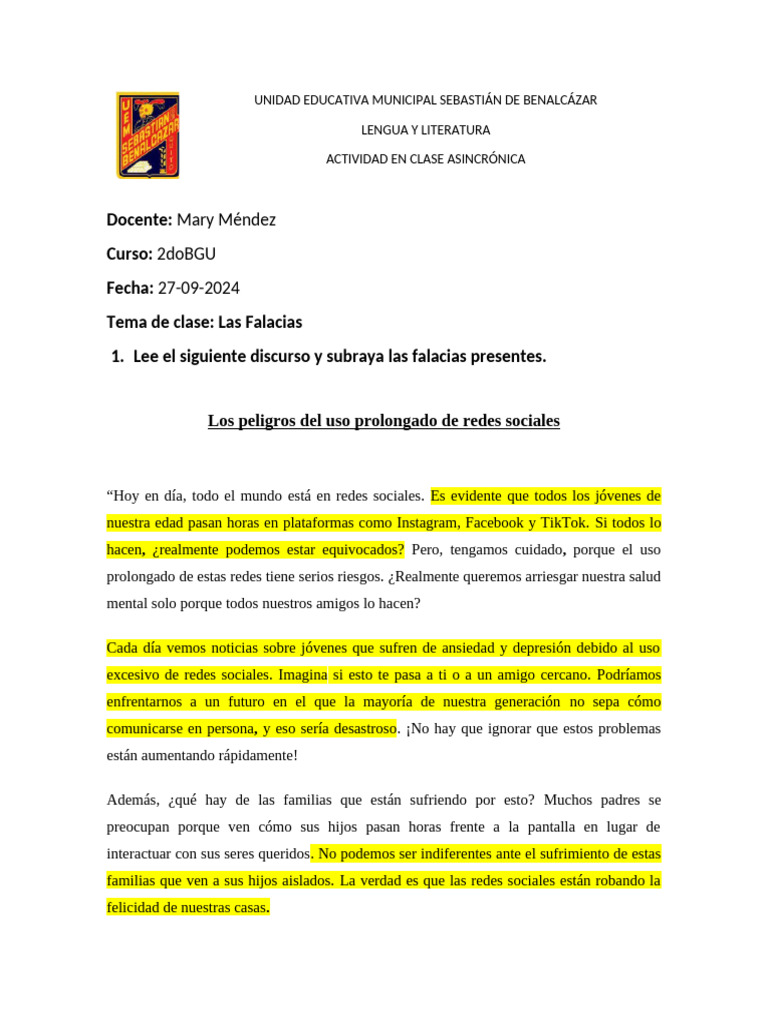 Tarea Lengua Isaac Calva | PDF | Falacia | Ansiedad