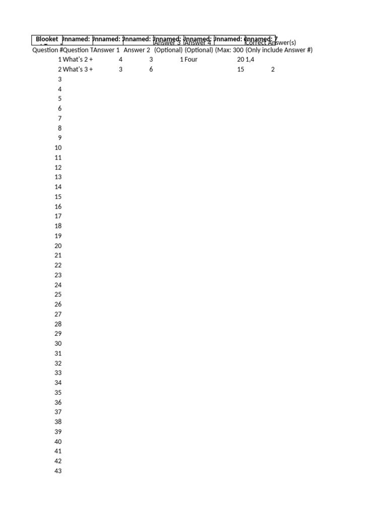 Math Quiz Template for Teachers | PDF
