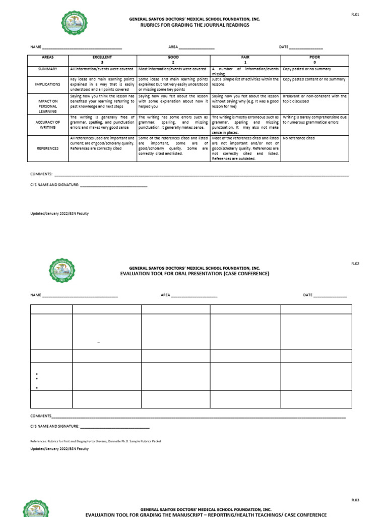 RUBRICS | PDF | Evidence Based Medicine | Nursing