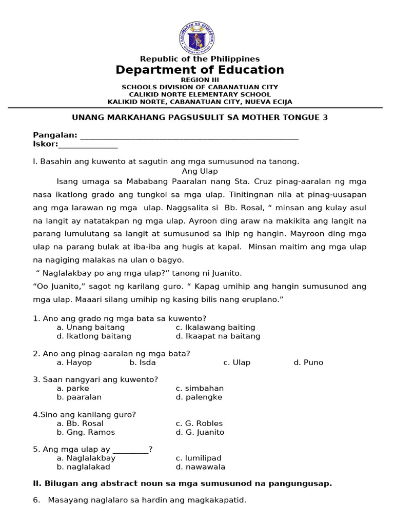 1st-PERIODICAL-TEST-ALL-SUBJECTS-TOS-GRADE-3 Ellna | PDF