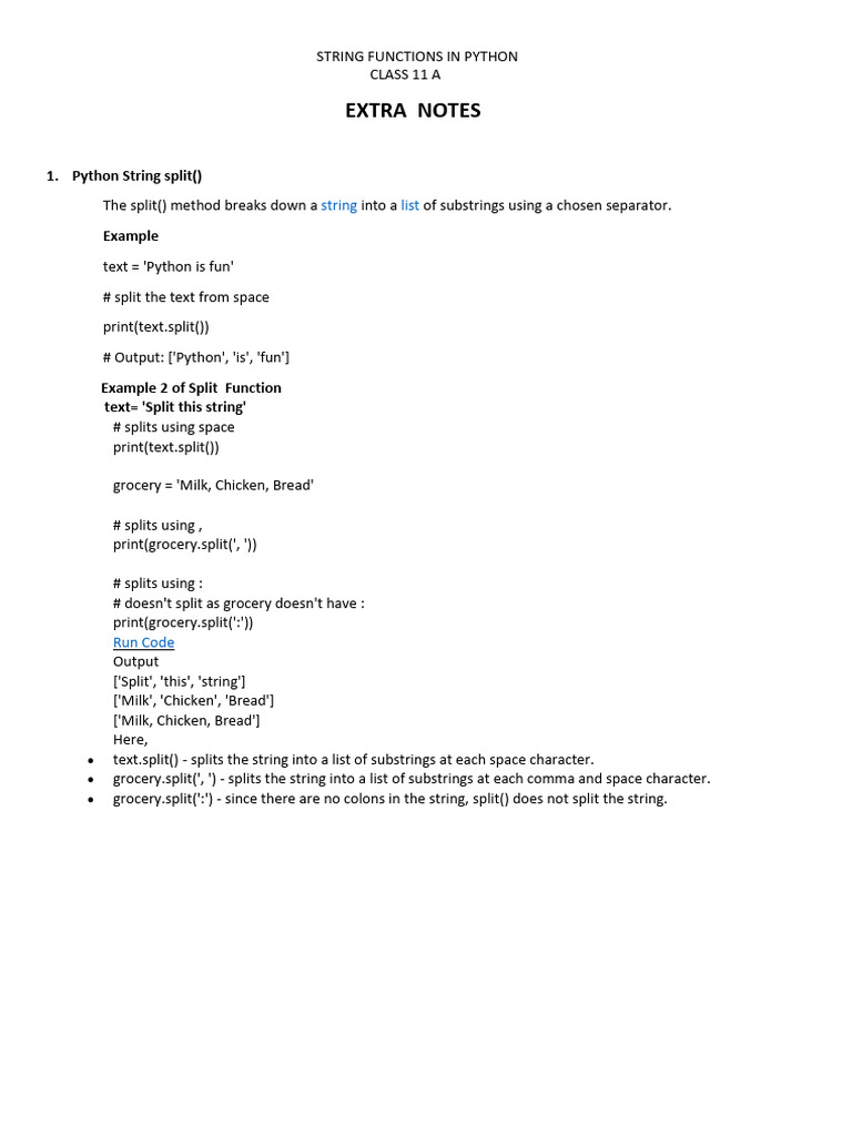 String Function Extra Notes Pdf Parameter Computer Programming String Computer Science
