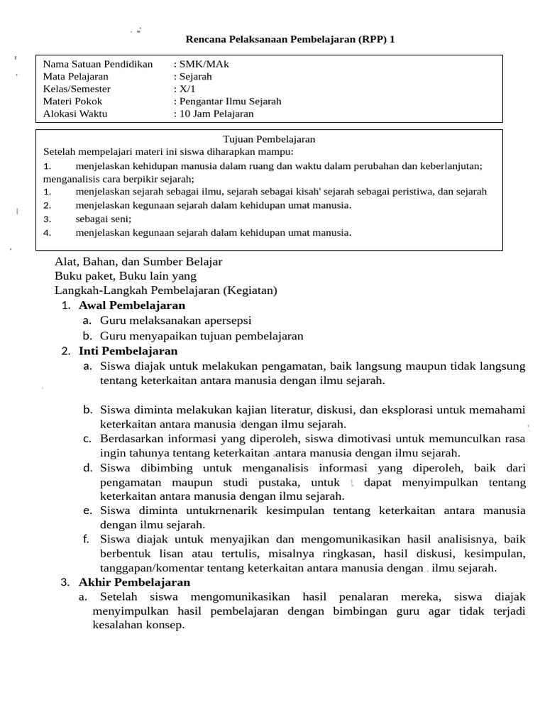 RPP 1 | PDF | Seni & Disiplin Bahasa | Sains & Matematika