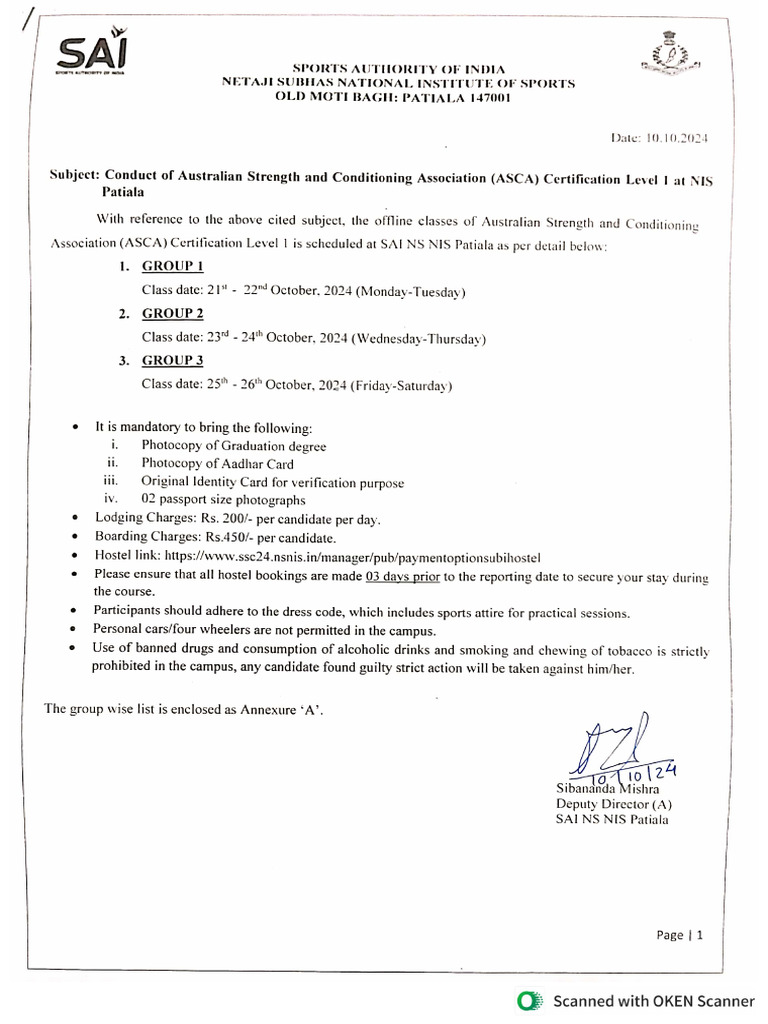 ASCA Level 1 Batch List 1 | PDF