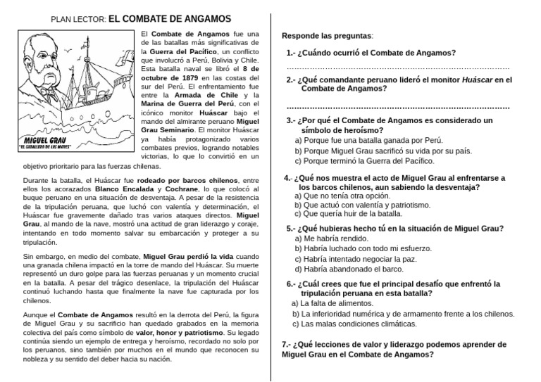 Heroísmo De Miguel Grau En Angamos Pdf Marinas Militar