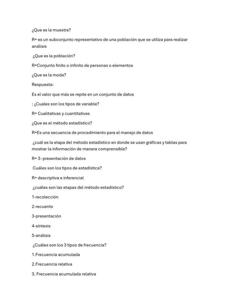 PREGUNTAS DE ESTADISTICA (1) | PDF