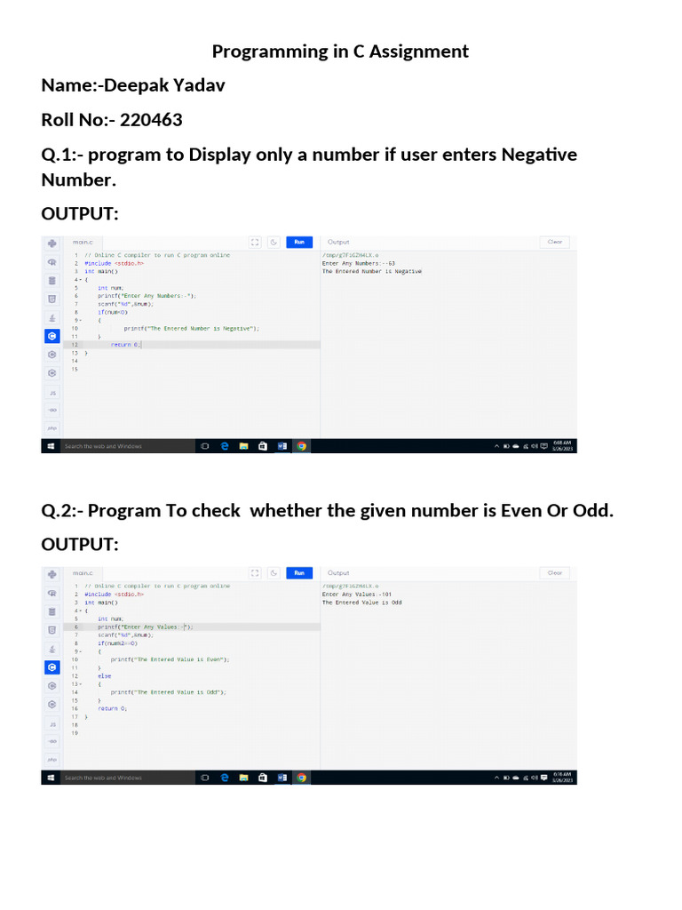 C Programming Assignment Solutions | PDF | Computers