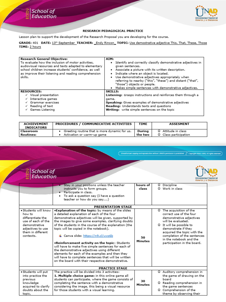SECOND LESSON PLAN | PDF | Reading Comprehension | Lesson Plan