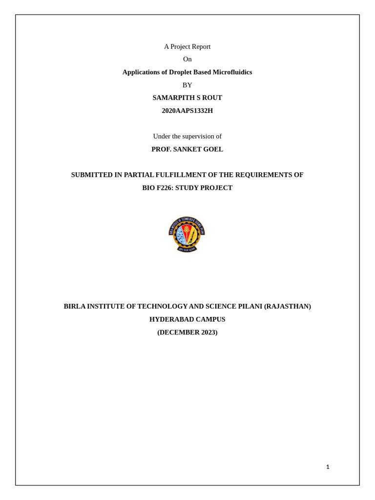 SOP Final - Report Endsem | PDF | Microfluidics | Drop (Liquid)