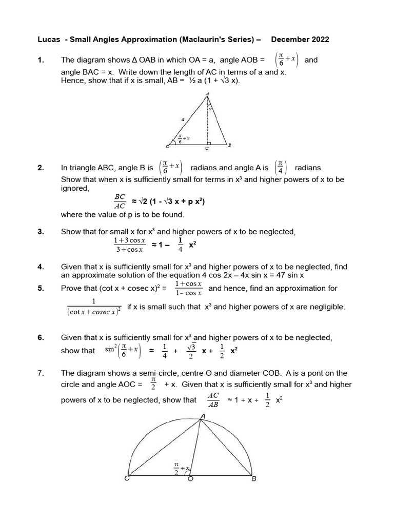 Small Angle Approximations Guide | PDF | Teaching Methods & Materials