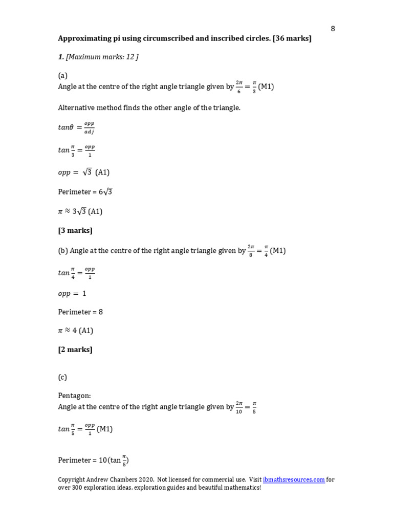 Approximating Pi With Inscribed and Circumscribed Ms | PDF | Triangle | Elementary Mathematics