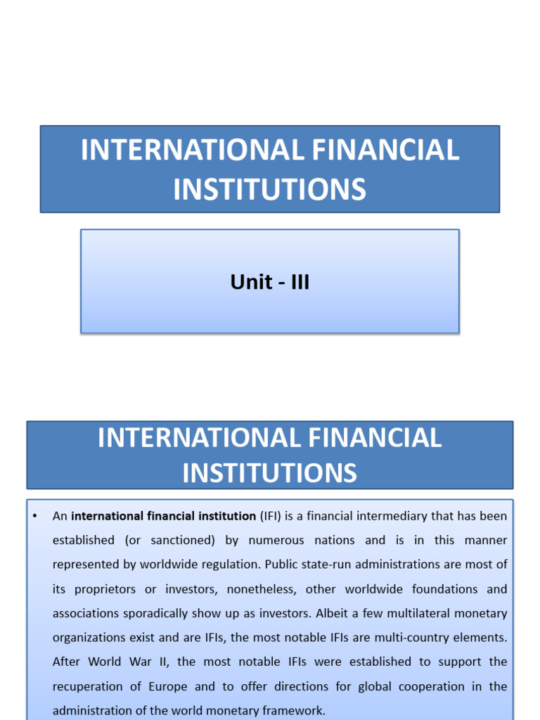 Overview of International Financial Institutions | PDF | Asian ...