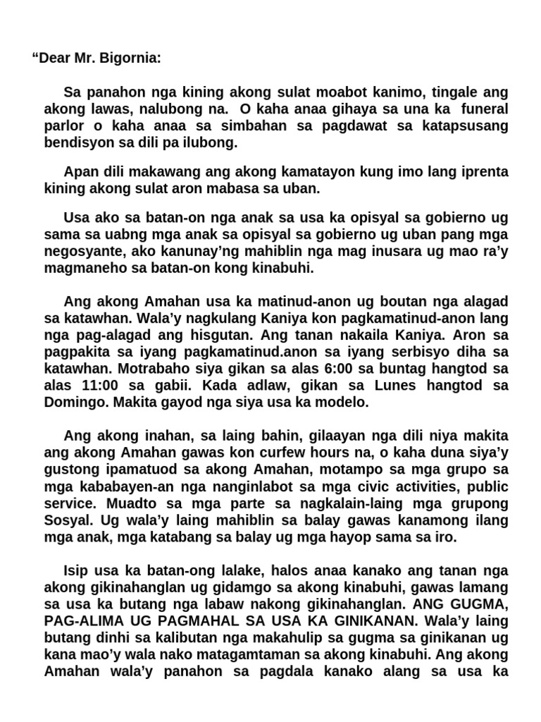 Dear MR Bigornia | PDF
