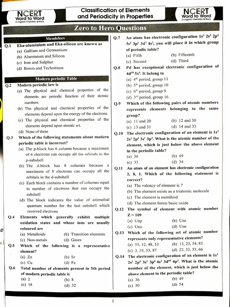 1.classification of Elements | PDF | Periodic Table | Electron ...