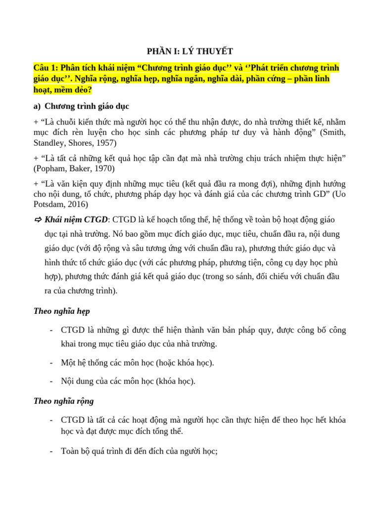 Lý Thuyết Đề Cương PTCTNT | PDF