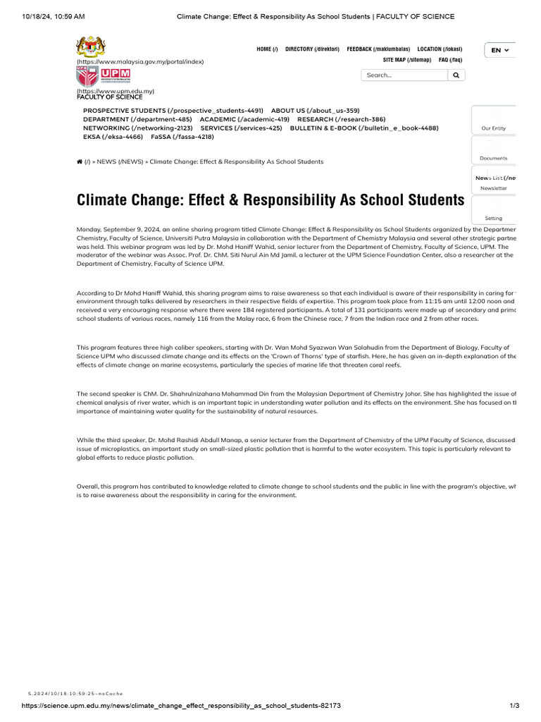 Climate Change Awareness for Students | PDF | Environment ...