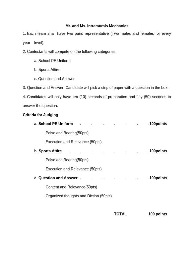 INTRAMURALS MECHANICS | PDF | Sports | Sports Rules And Regulations