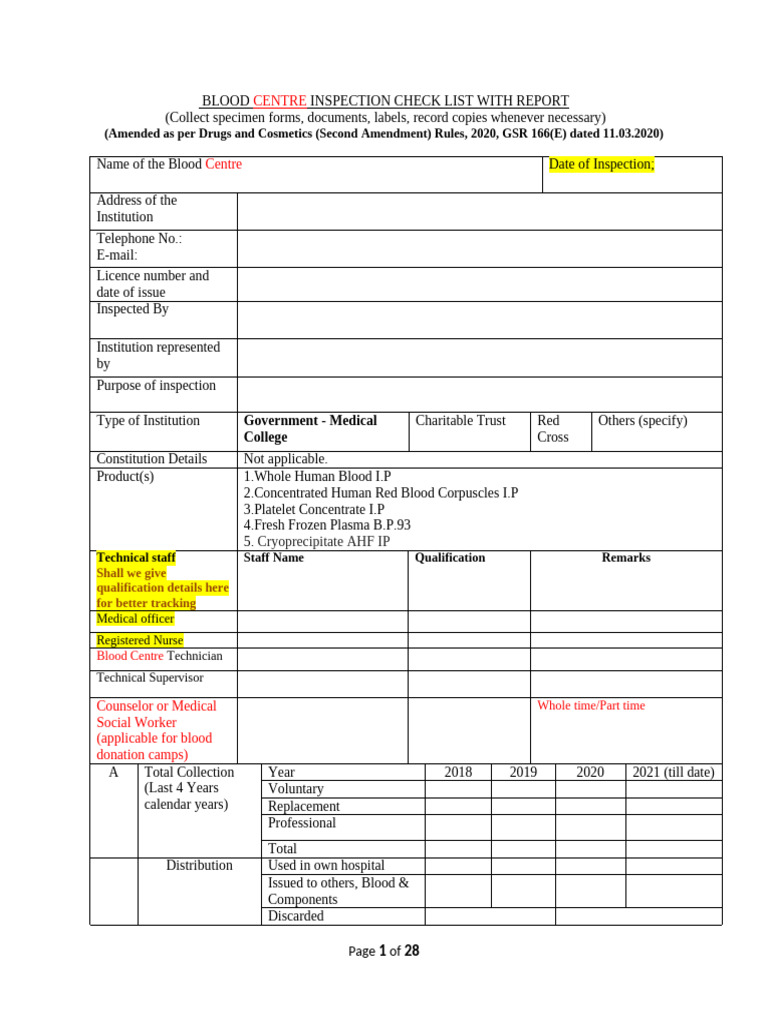 Checklist For Blood Donors | PDF | Blood Donation | Coronary Artery Disease