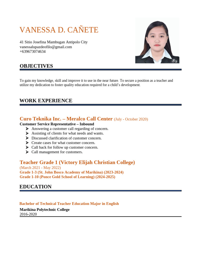 Vanessa Deofilo Updated Resume | PDF | Career & Growth