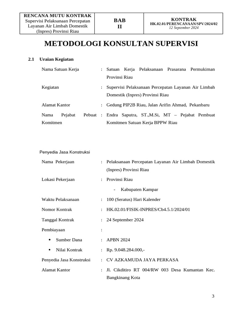 BAB II Metodologi Konsultan Supervisi | PDF
