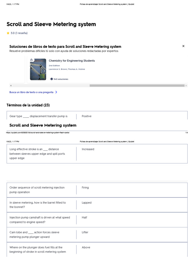 Fichas de Aprendizaje Scroll and Sleeve Metering System - Quizlet | PDF ...
