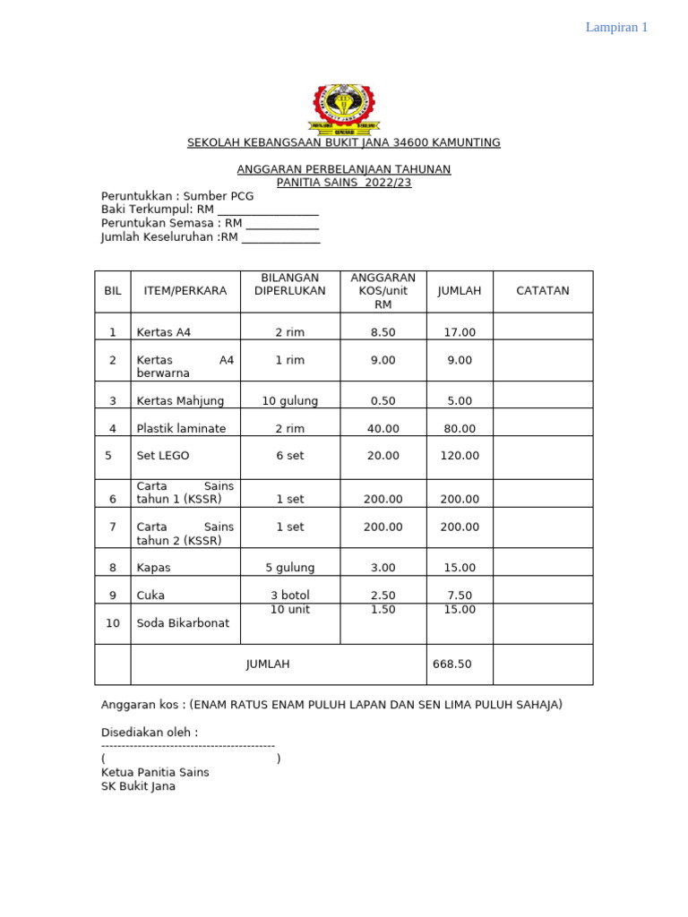 Anggaran Perbelanjaan 2022 | PDF