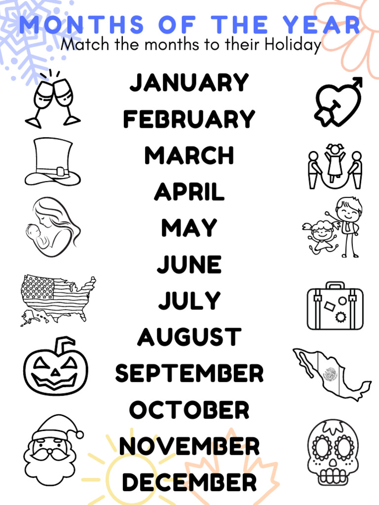 Months of the year- Match and Colouring | PDF