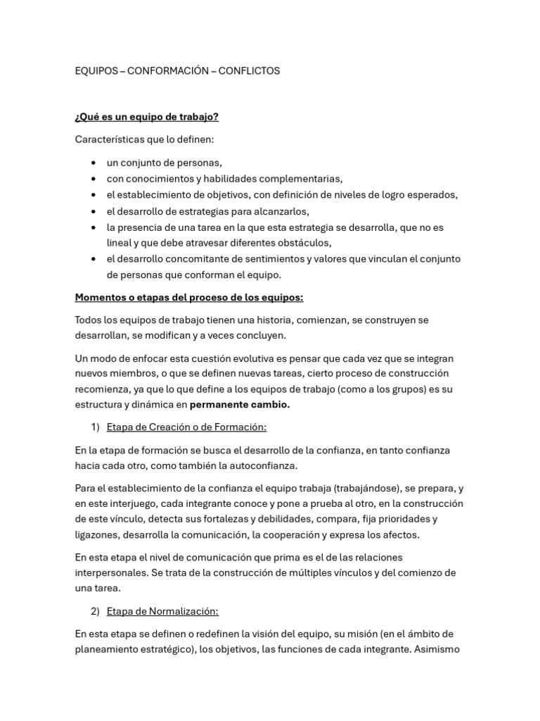 Equipo Conformación Conflicto | PDF | Planificación