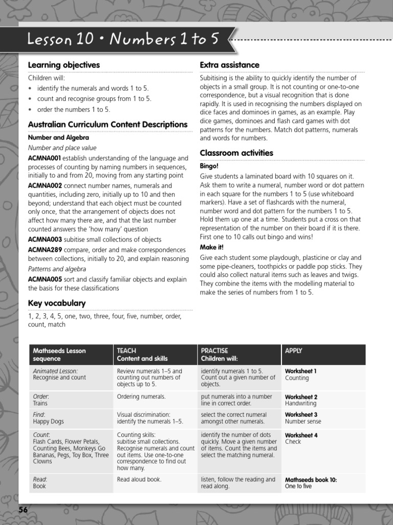 Activity Sheet Maths Homeschool Worksheets Map 2 Lesson 10 | PDF ...
