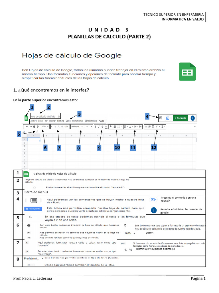 Unidad 5- Planillas de Calculo - Parte 2 (1) | PDF | Hoja de cálculo | Botón (Computación)