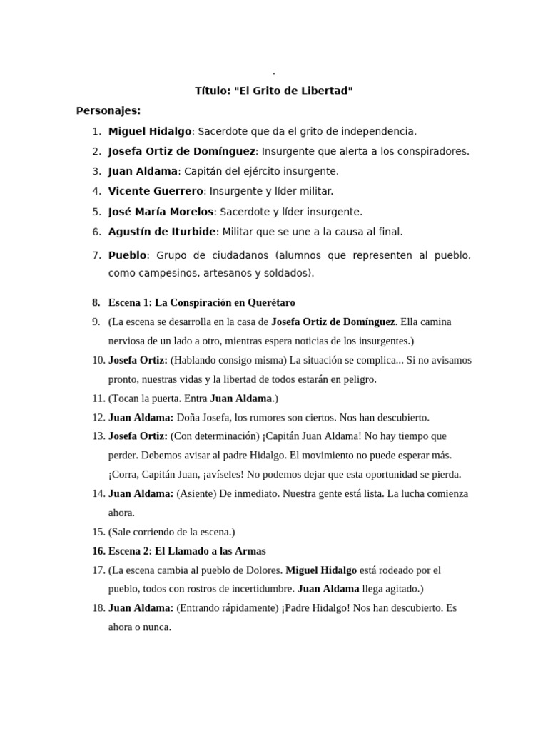 Obra de Teatro de La Independencia | PDF