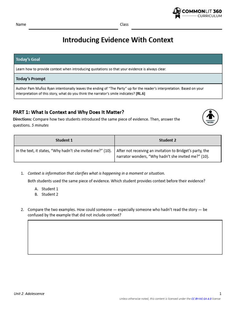 _Introducing Evidence With Context | PDF