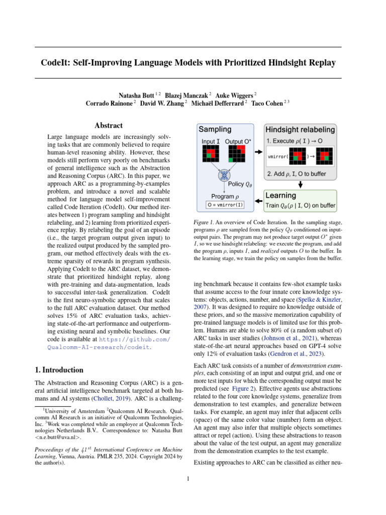 Codeit: Self-Improving Language Models With Prioritized Hindsight Replay | PDF | Artificial ...