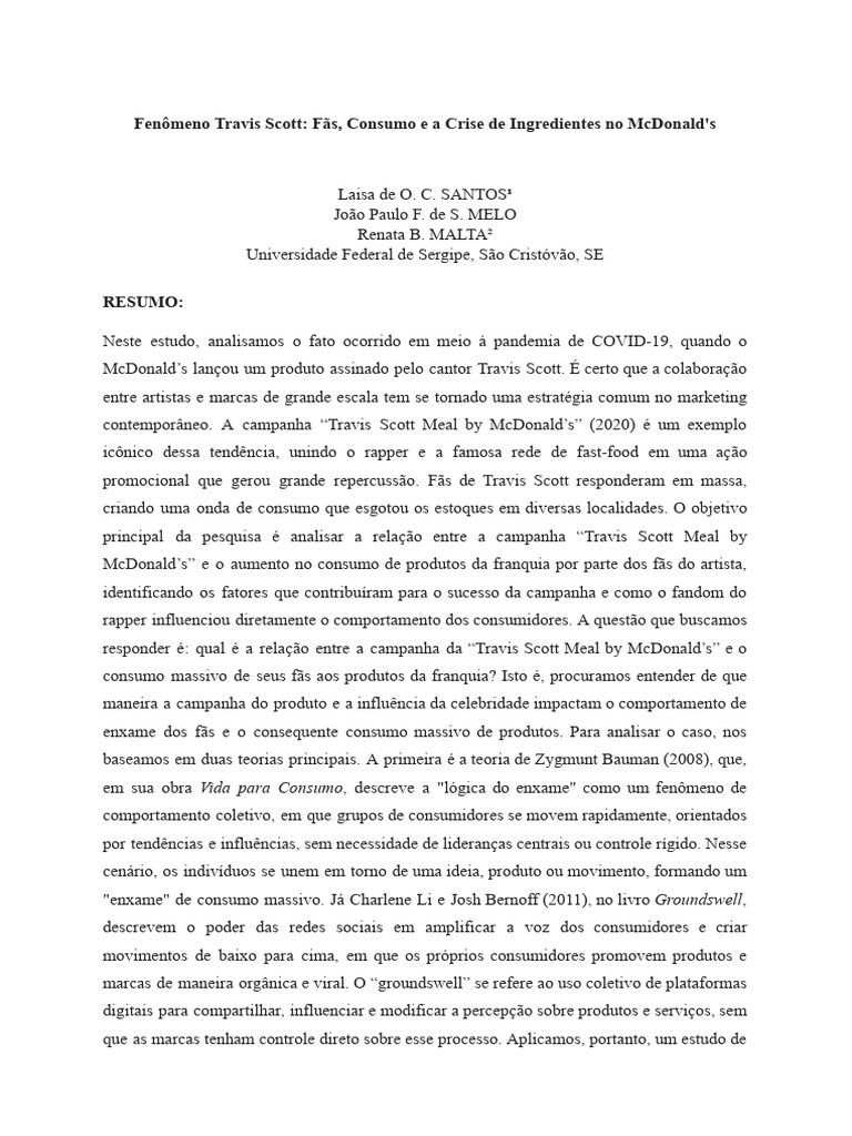Fenômeno Travis Scott - Fãs, Consumo e A Crise de Ingredientes No ...