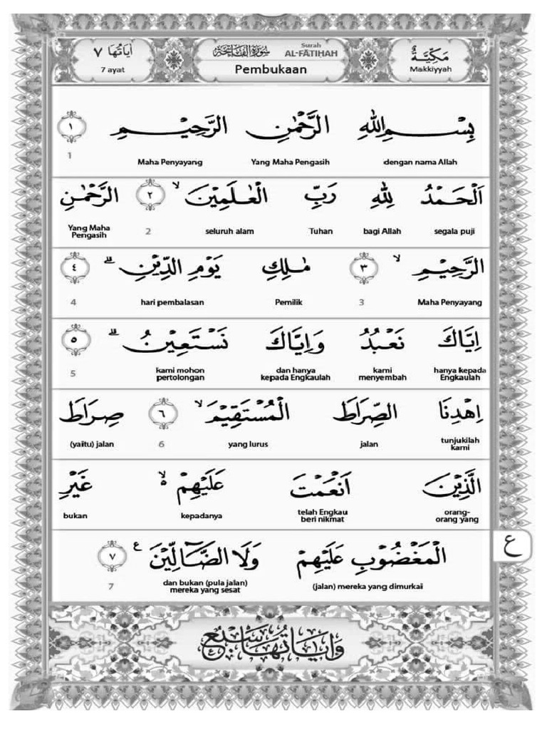 Terjemah perkata surat Al-fatihah dan Annas | PDF