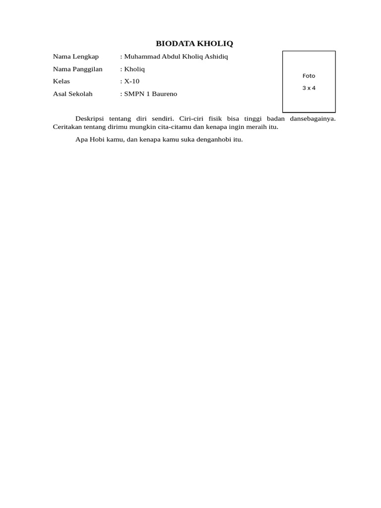 Biodata Saya | PDF
