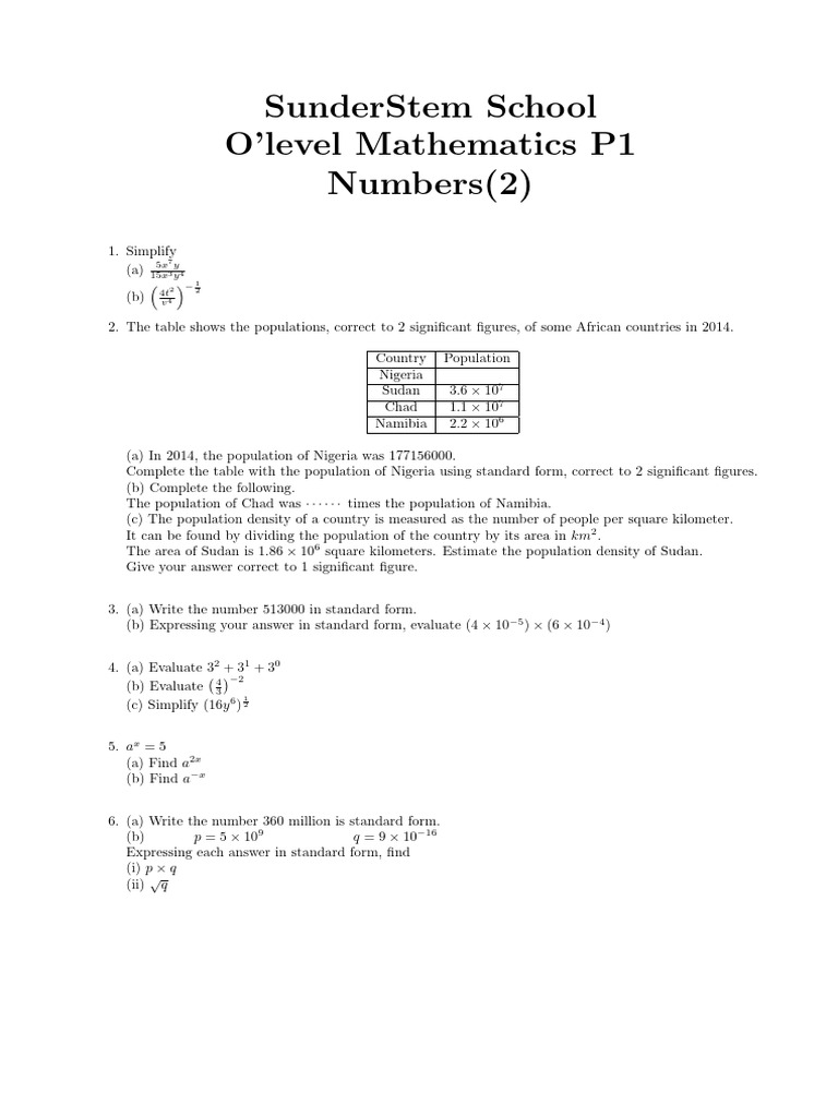 SSS HW OL P1 Numbers 2 | PDF | Numbers | Arithmetic