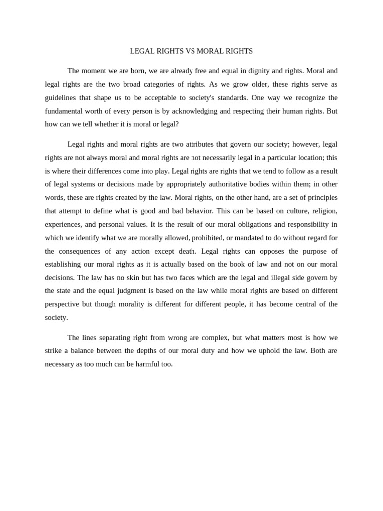 Legal Rights VS Moral Rights | PDF | Social Science