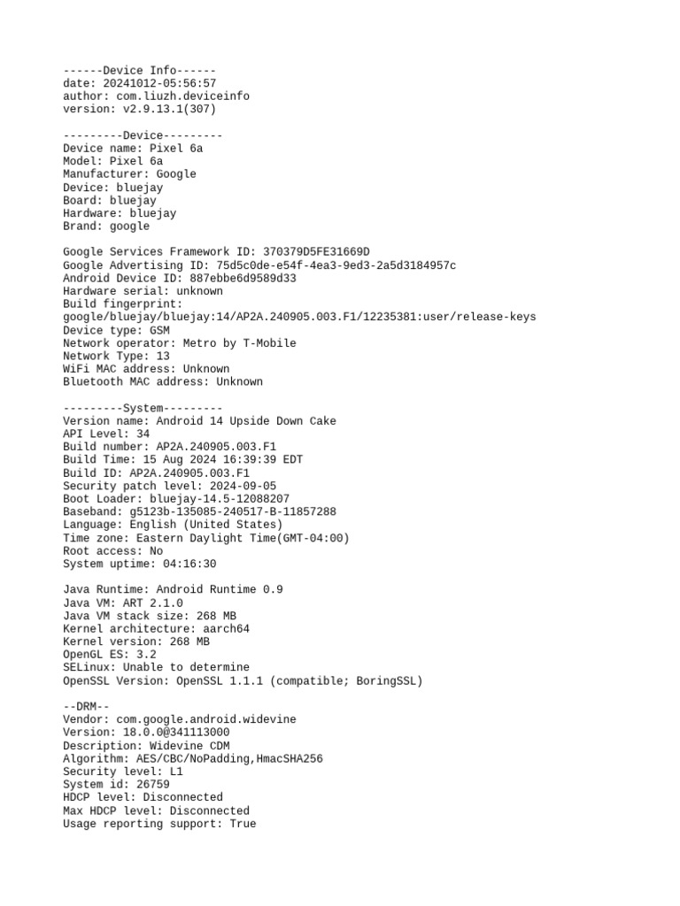 deviceinfo_20241012-05_56_57 | PDF | Pixel | Image Stabilization