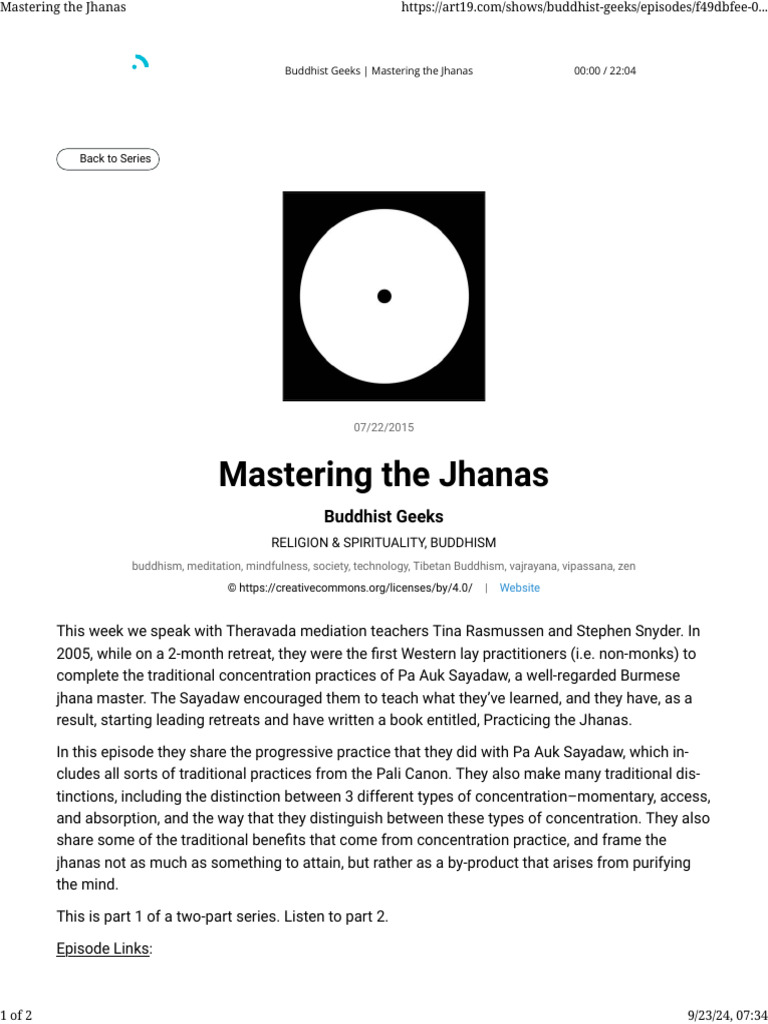 Mastering The Jhanas | PDF | Yoga | Eastern Philosophy
