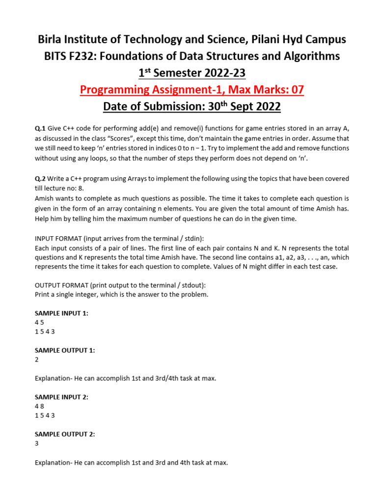 Assignment-1 | PDF | Computer Science | Computer Programming