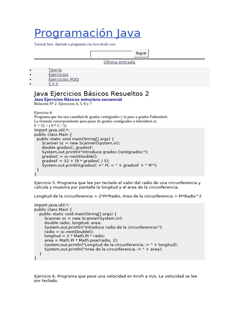 EJERCICIOS PROGRAMACION JAVA | PDF | Geometría triangular | Ingeniería de software