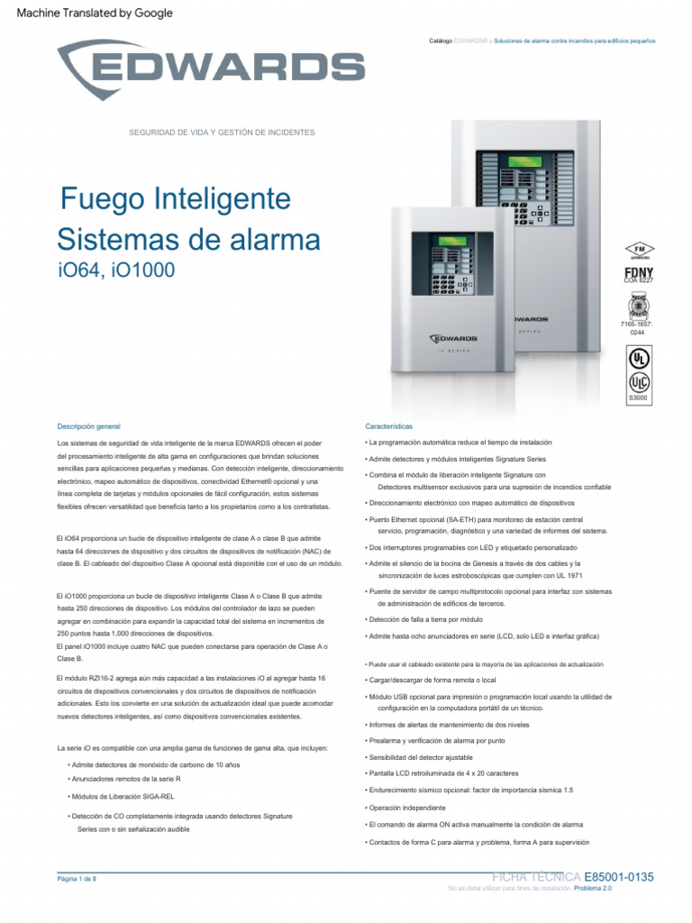 E85001-0135 - Io Series Intelligent Fire Alarm Systems (TABLEROS) | PDF ...