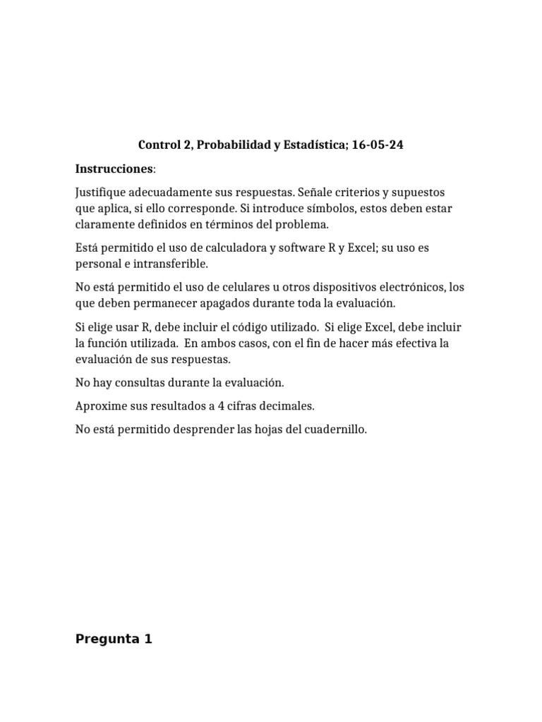 Pauta Control 2 v3 | PDF | Distribución normal | Informática