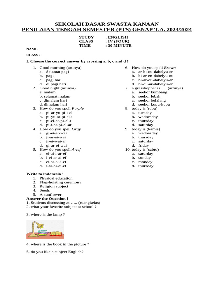 Pts Kelas 4 2024 Pdf