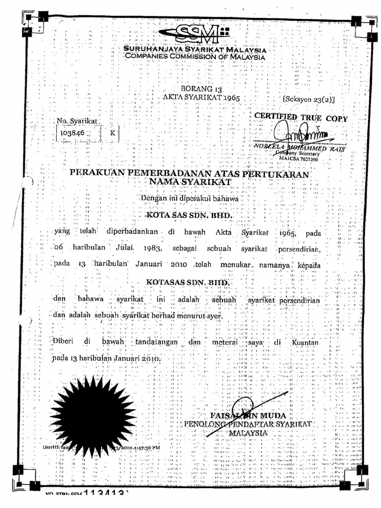 Sijil Perniagaan SSM | PDF