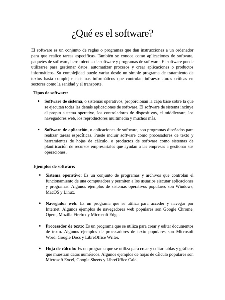 Qué Es El Software | PDF | Software de la aplicacion | Sistema operativo