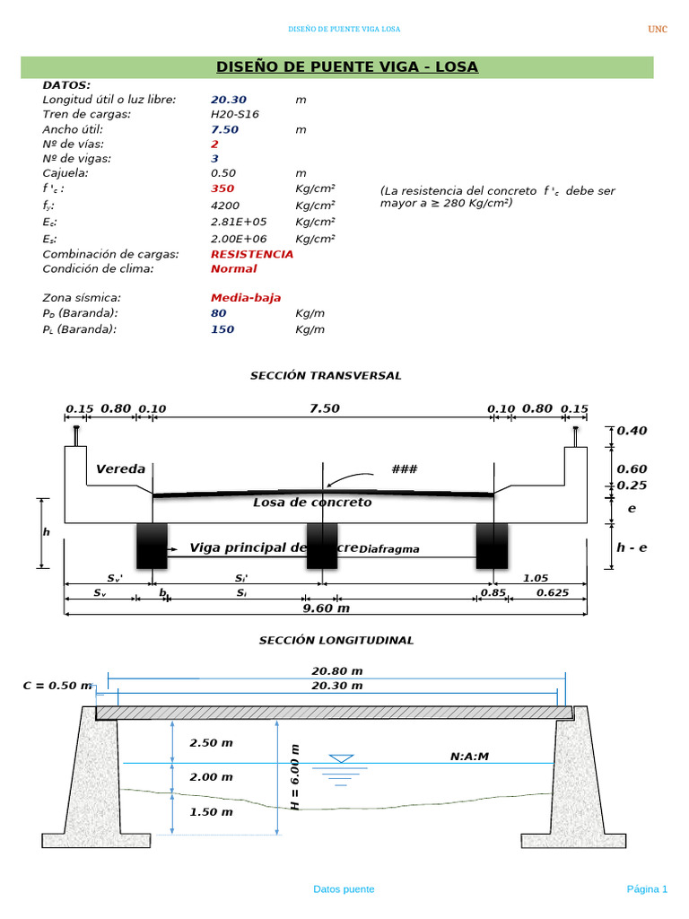 Plantilla De Excel De Diseno De Puente Tipo Losa Pdf Ingeniería