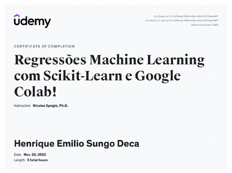 Certificado Machine Learning | PDF